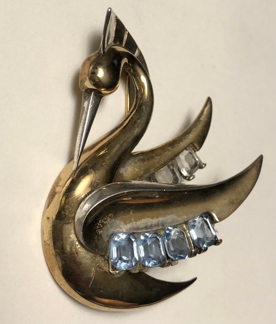 Very Rare Marcel Boucher Swan Brooch Sterling Vermeil… - Gem