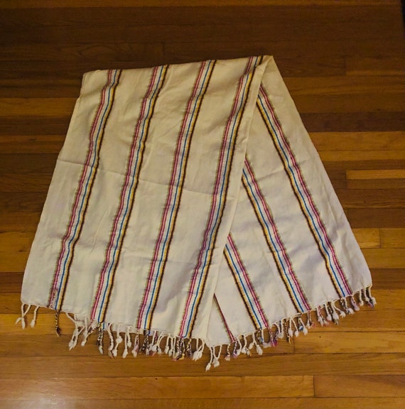Vintage Turkish Shawl Soft with Multicolored Stripes … - Gem