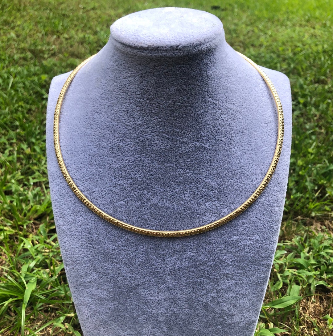 Elegant Vintage 14K Italian Gold Omega Choker Collar Necklace 18.3 ...