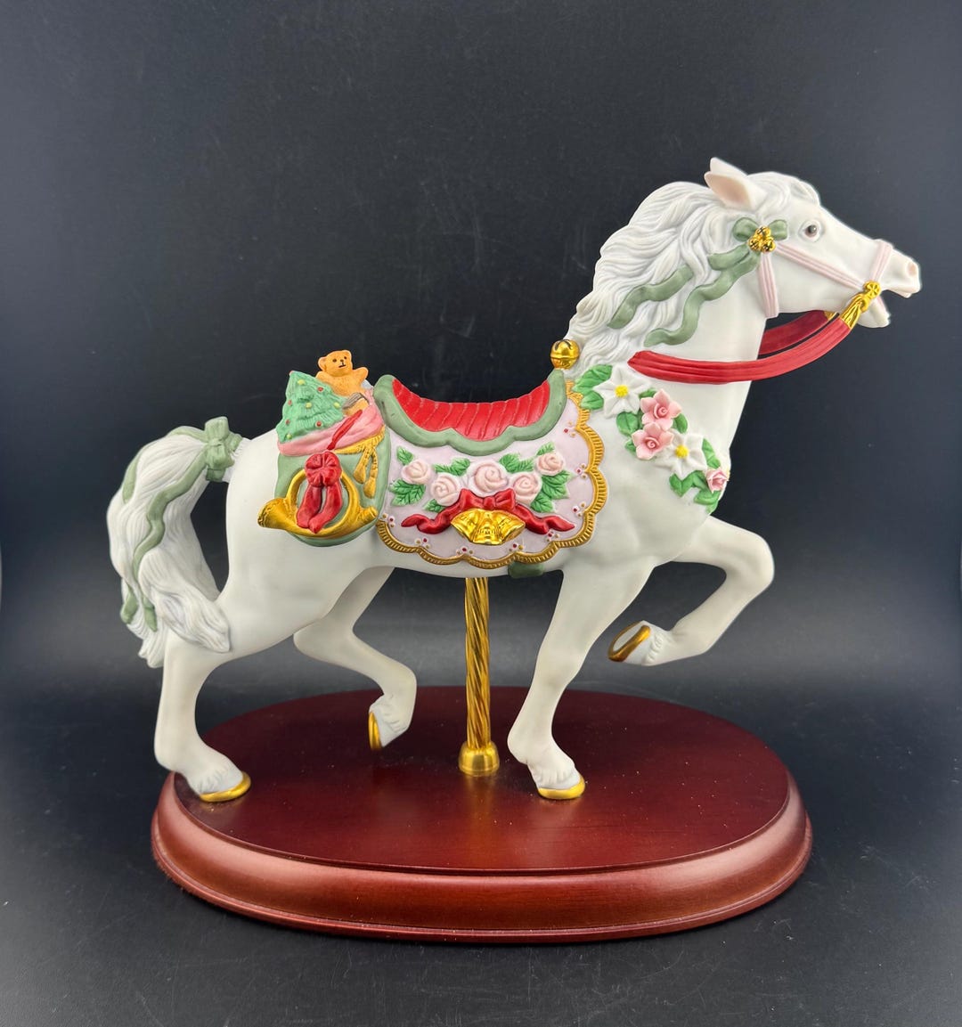 Vtg 1993 Lenox Christmas Carousel Horse Statue Hand Painted Figurine ...