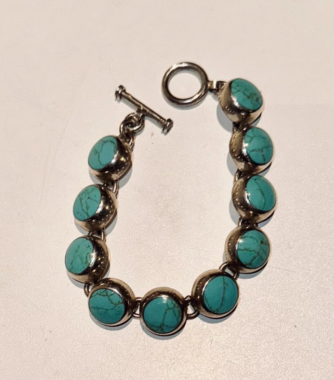 Vintage Postmodern Taxco Mexico Sterling Silver Turquoise Bracelet ...