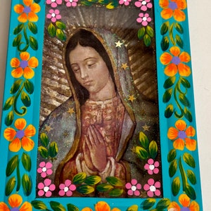 Beautiful Mexican Folk Art Sacred Heart of Mary Shrine Madonna Metable ...