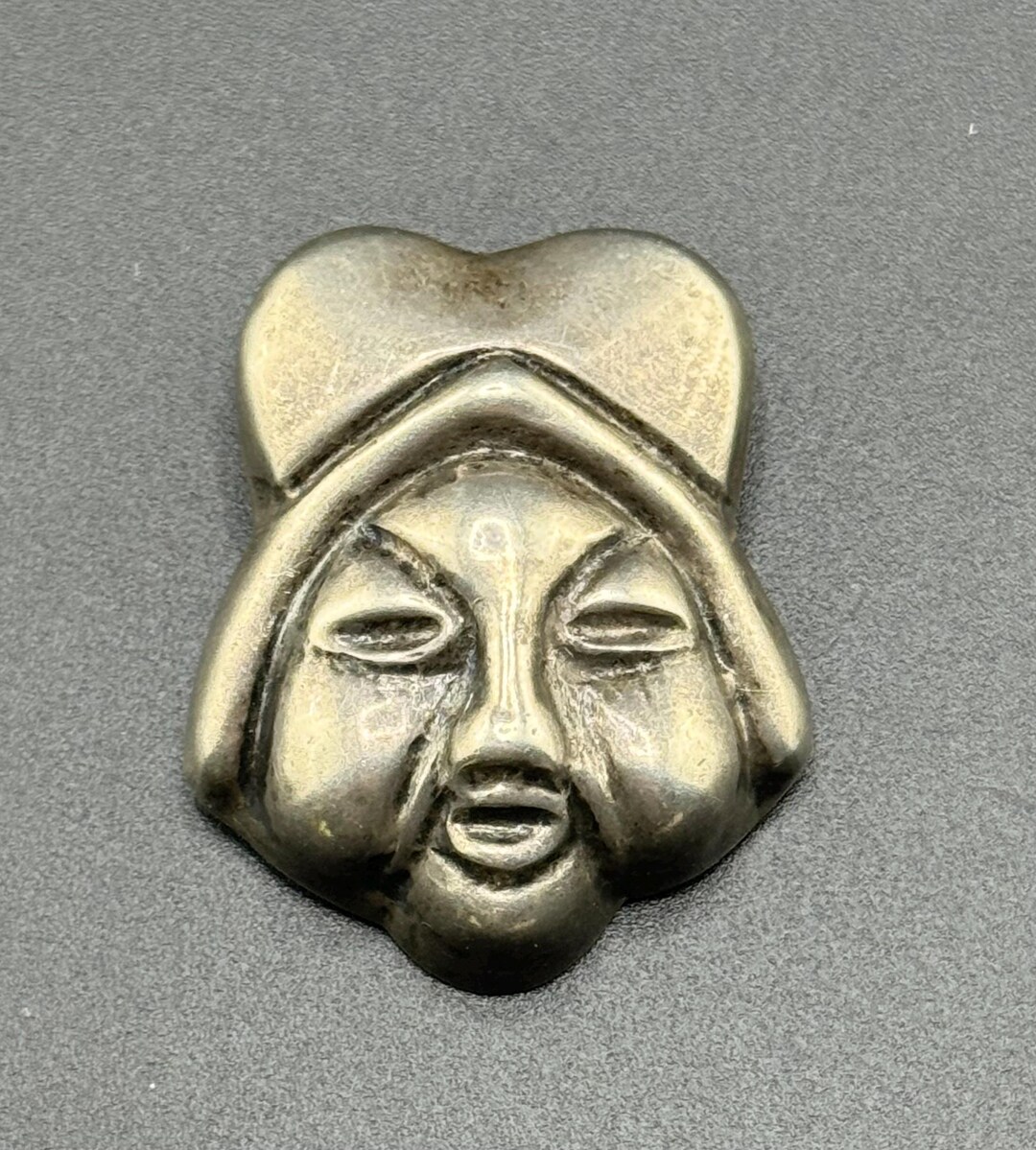 Vintage MCM Sterling Silver Tribal Mask Brooch Mid Century Folk Art ...