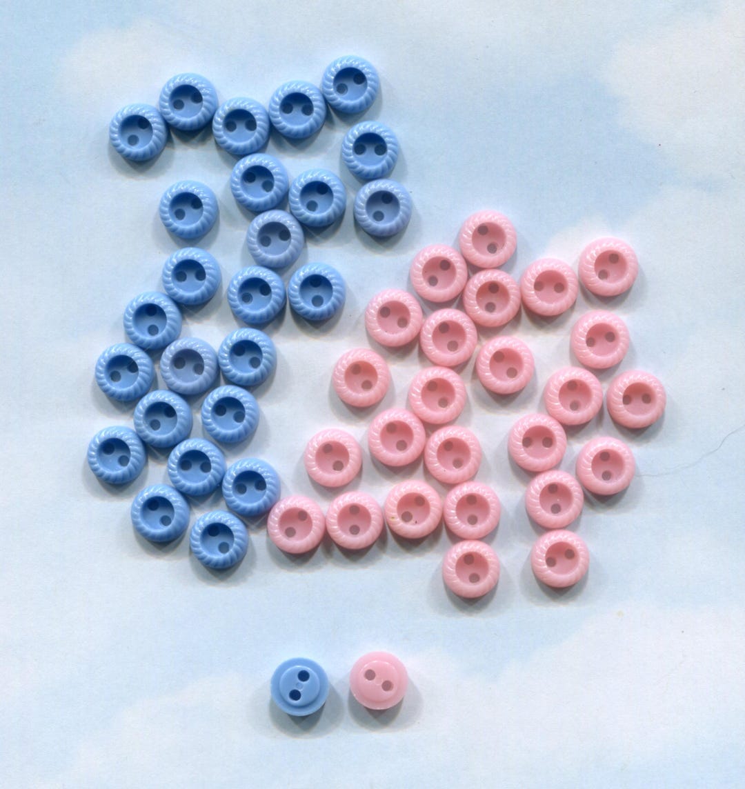 Set of 52 Small Vintage Light Blue and Pink Plastic Buttons 3/8 ...