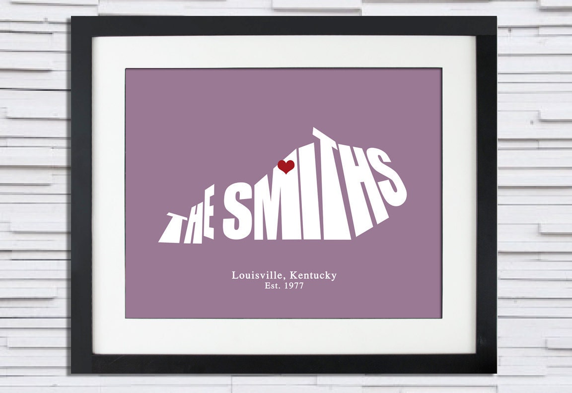 Family Name Typography Poster Custom Text as State or - Etsy