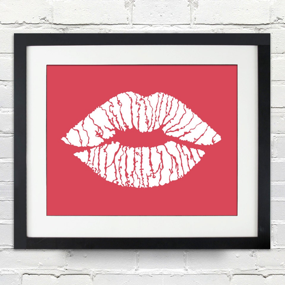 Kiss Lips Stencil Silhouette Poster or Canvas Birthday Gift - Etsy