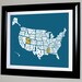 U.S.A. Typography Map With State Highlighted, A Typographic Word Map of ...