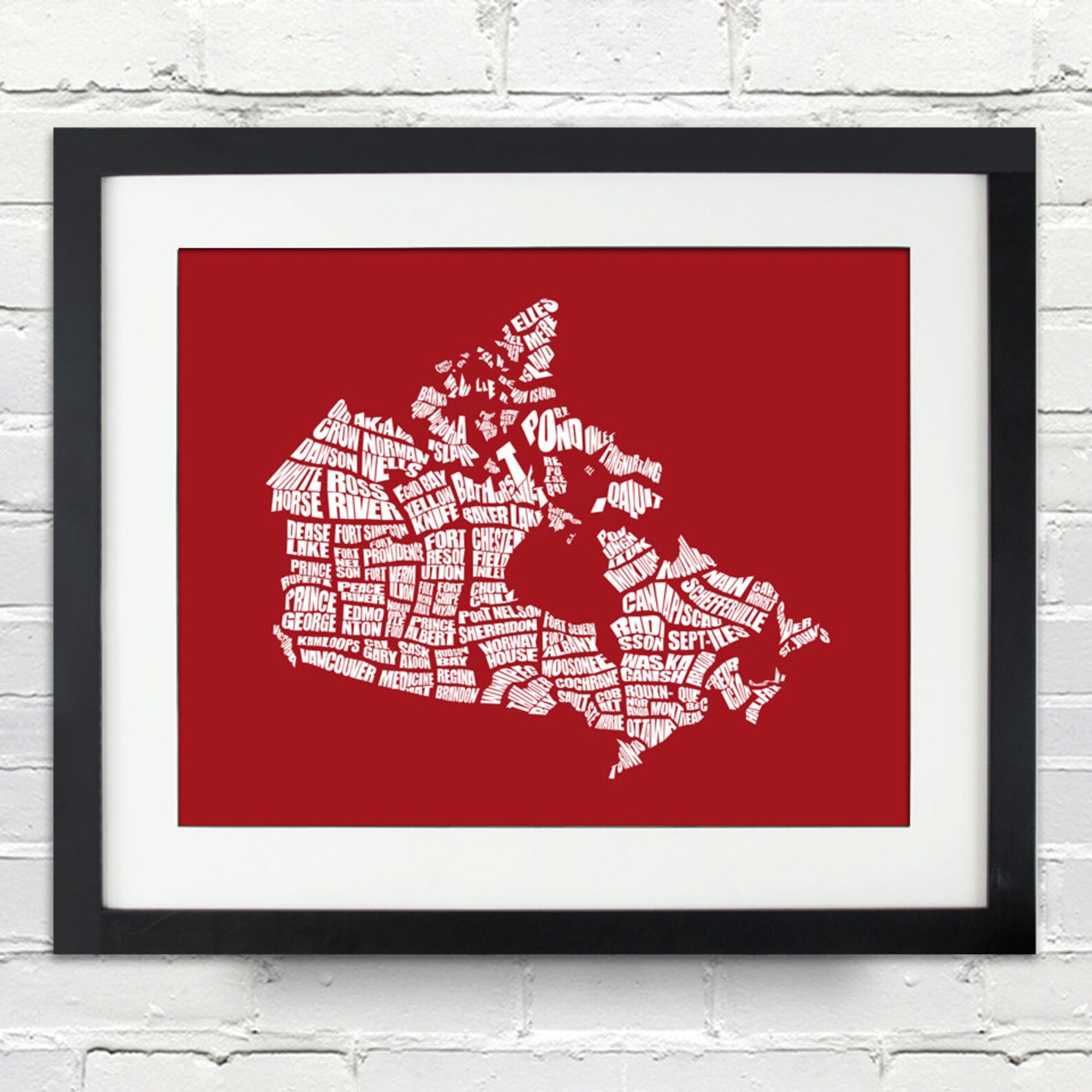 Canada Word Map A Typographic Word Map of Cities of Canada - Etsy