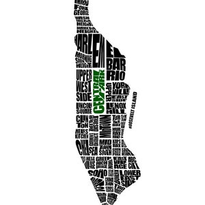 Manhattan Word Map A Typographic Word Map of Neighborhoods of Manhattan ...