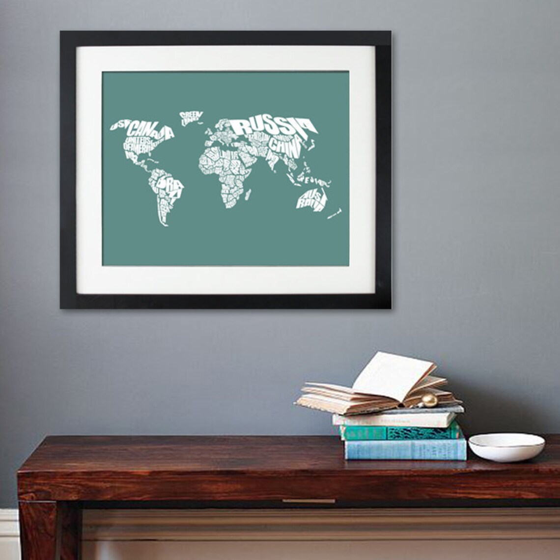 World Word Map A Typographic Word Map of the Countries of - Etsy