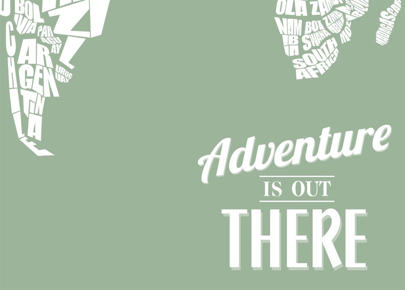 Adventure is Out There World Word Map With Travel Quote - Etsy