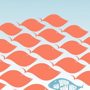 Go Your Own Way Fish Pattern Poster 8x10 - Etsy