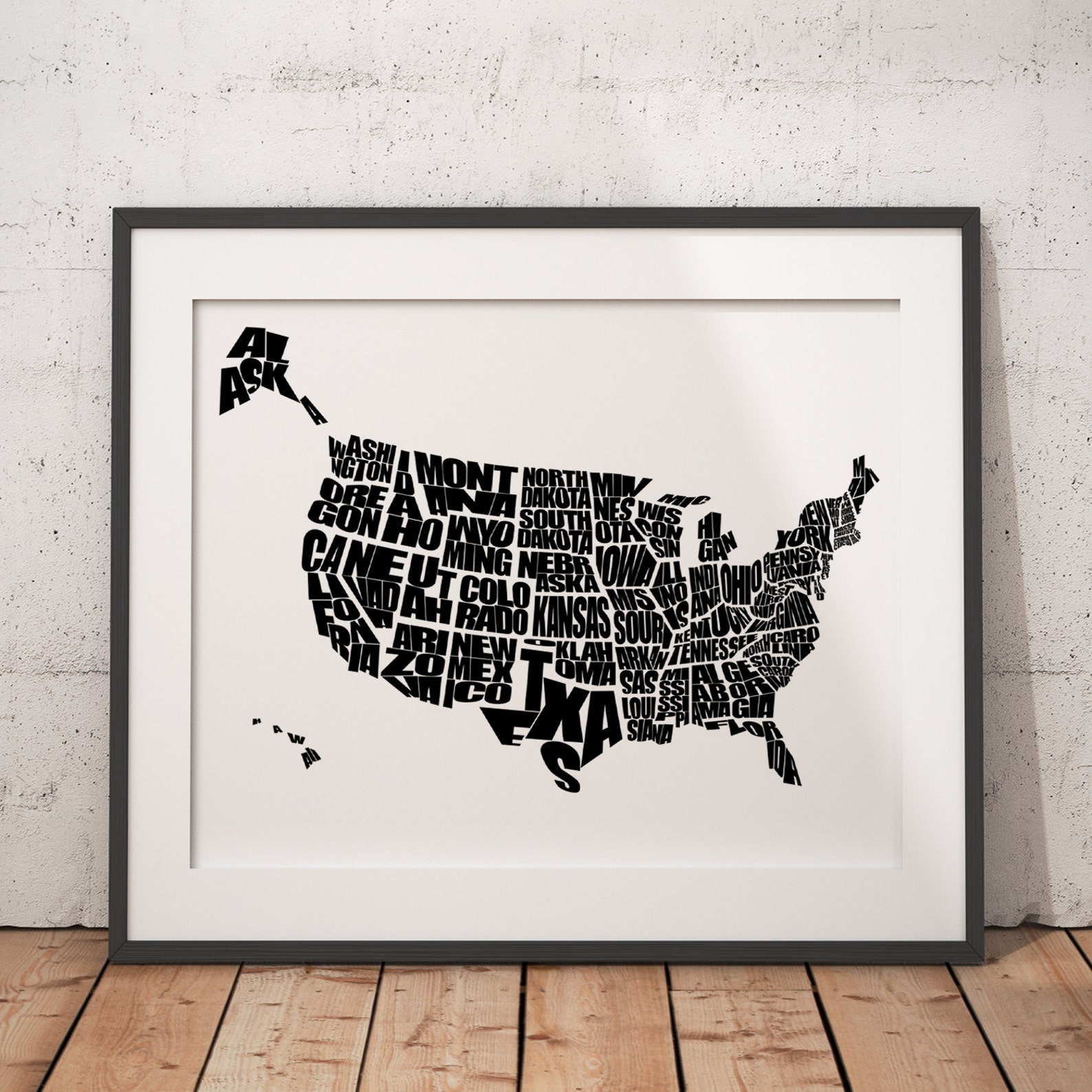 USA Word Map A Typographic Word Map of the United States of America ...