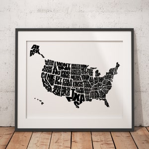 USA Word Map A Typographic Word Map of the United States of America ...