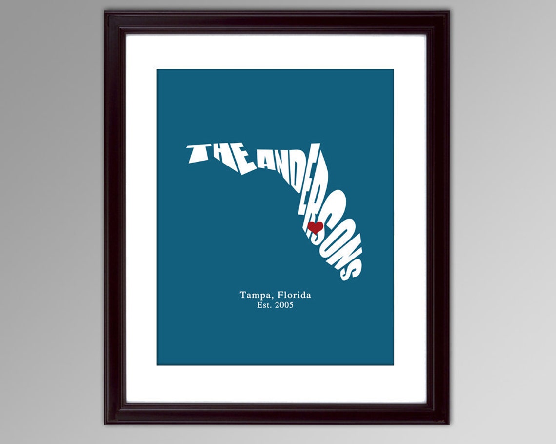 Family Name Typography Poster Custom Text as State or - Etsy