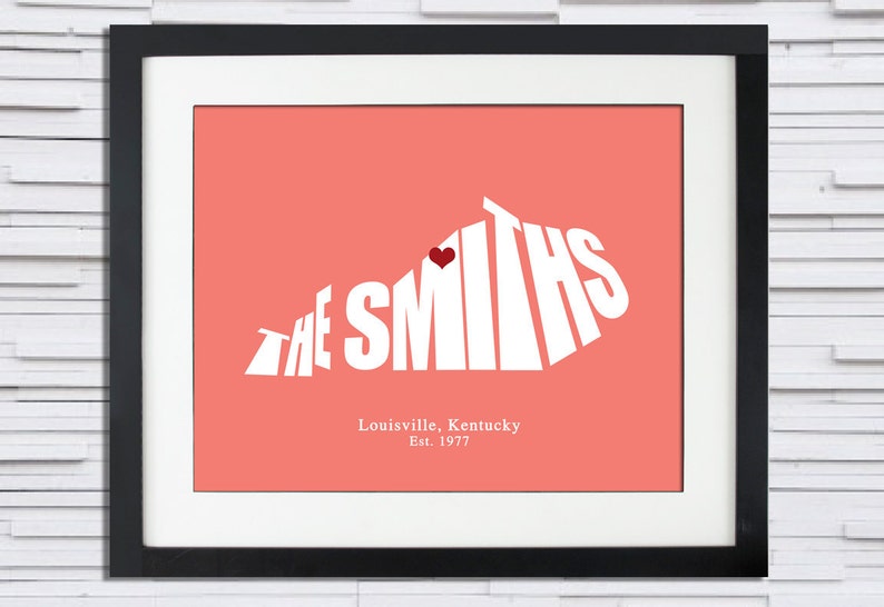 Family Name Typography Poster Custom Text as State or - Etsy