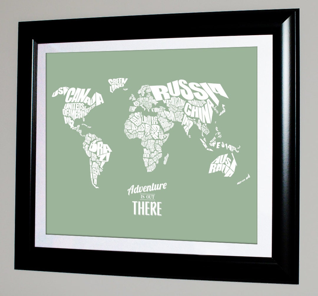 Adventure is Out There World Word Map With Travel Quote - Etsy