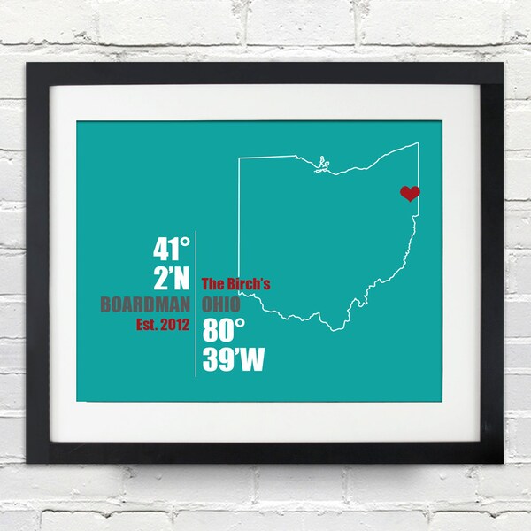 Coordinate Map Poster - Etsy