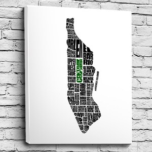 Manhattan Word Map A Typographic Word Map of Neighborhoods of Manhattan ...