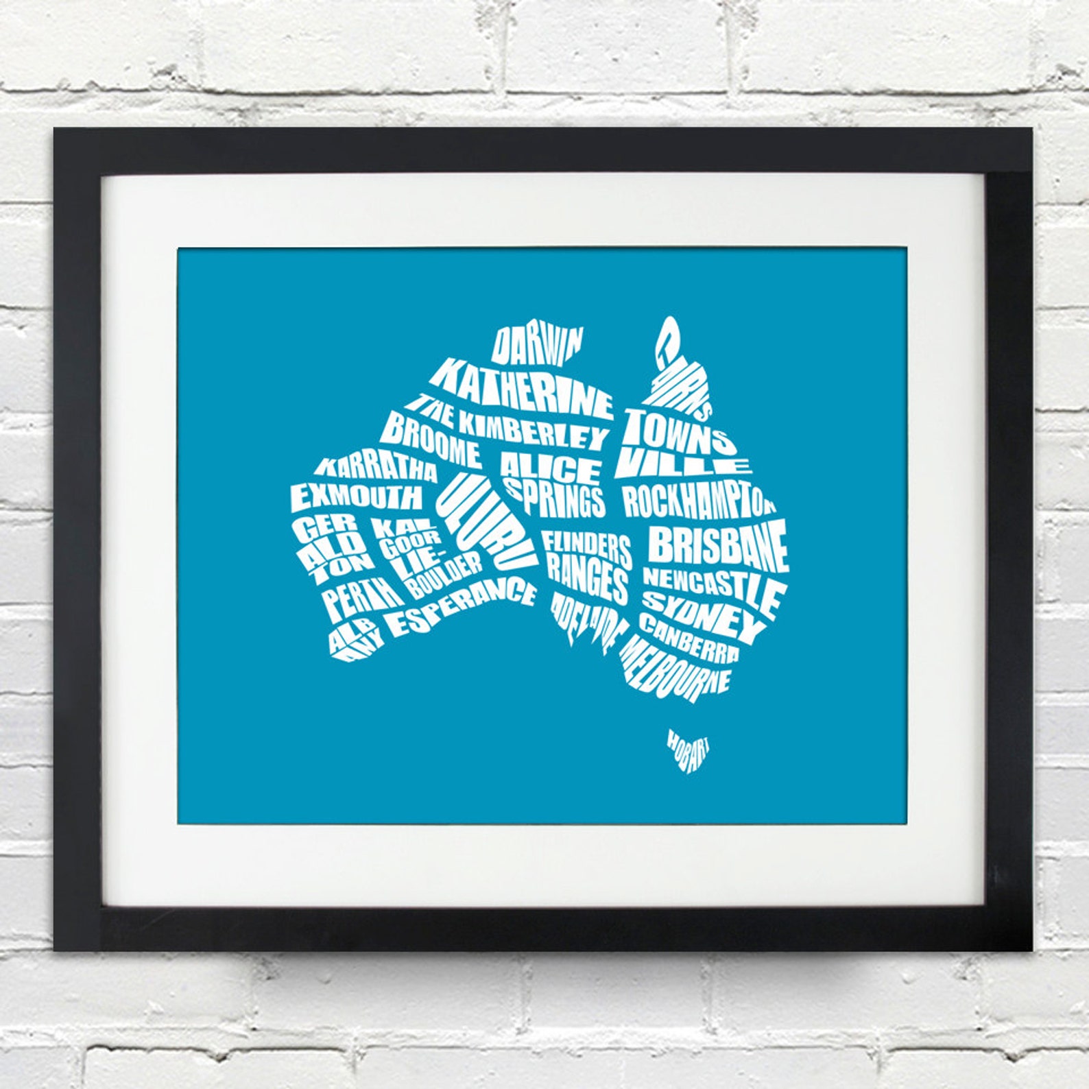 Australia Word Map A Typographic Word Map of Cities of - Etsy