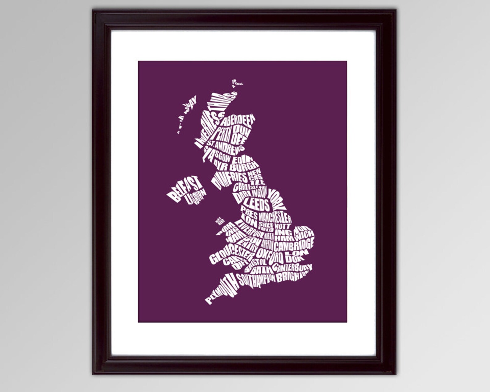 United Kingdom Word Map A Typographic Word Map of the United Kingdom - Etsy