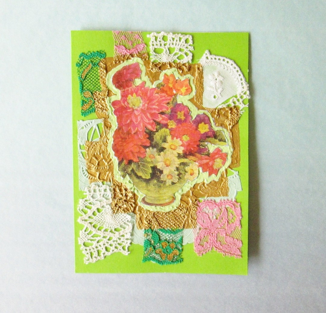Floral Bouquet Collage Card / Victorian - Etsy