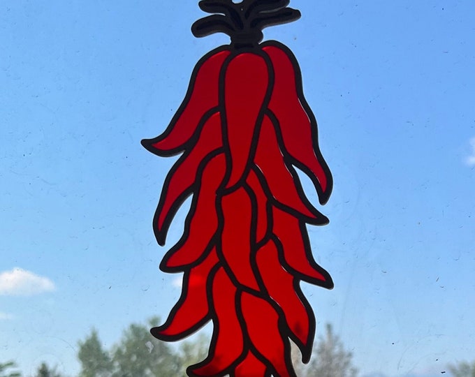 Dried Pepper Ristra Sun Catcher | Faux Stained Glass | Southwest ...