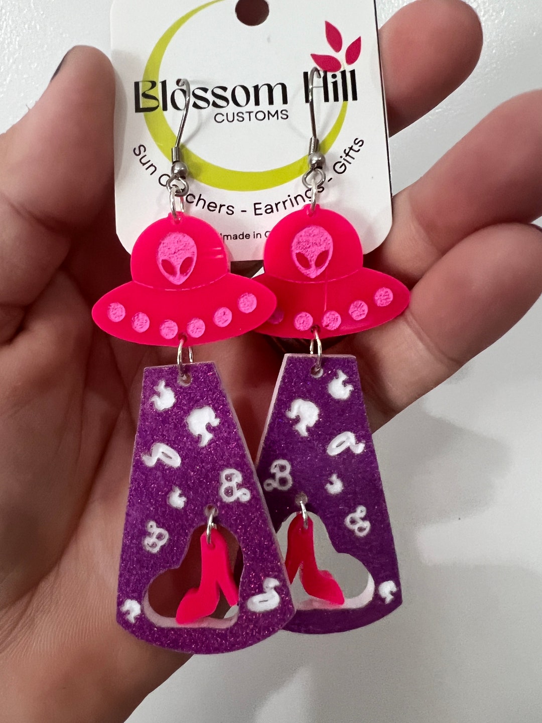 Barbie Abduction Dangle Earrings | Laser | Pink | Earring | Statement ...