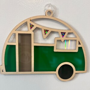 Happy Camper Sun Catcher | Faux Stained Glass | Camper | Window Hanging ...