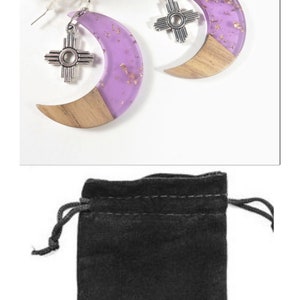 Purple Crescent Moon Zia Earrings Unique Gold Flecked Moon - Etsy