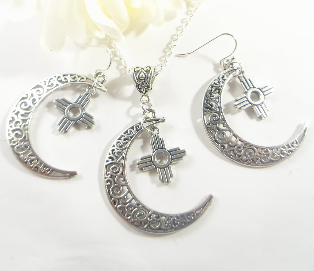 Zia Earrings, Crescent Moon Zia Charm Earrings, Celestial Jewelry Set ...