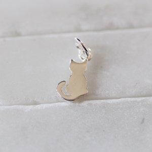 Cat Charm Sterling Silver Cat Charm Kitty Charm Silver Cat Charm Cat ...