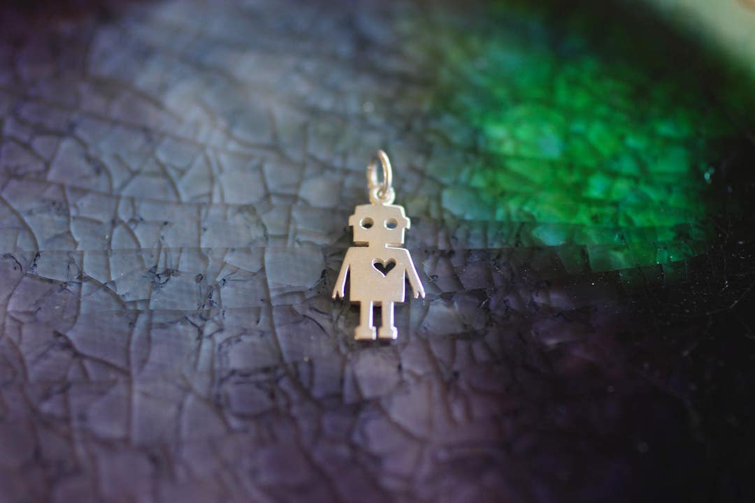 Robot Charm Sterling Silver Robot Silver Robot Tech Charm Robot Love ...