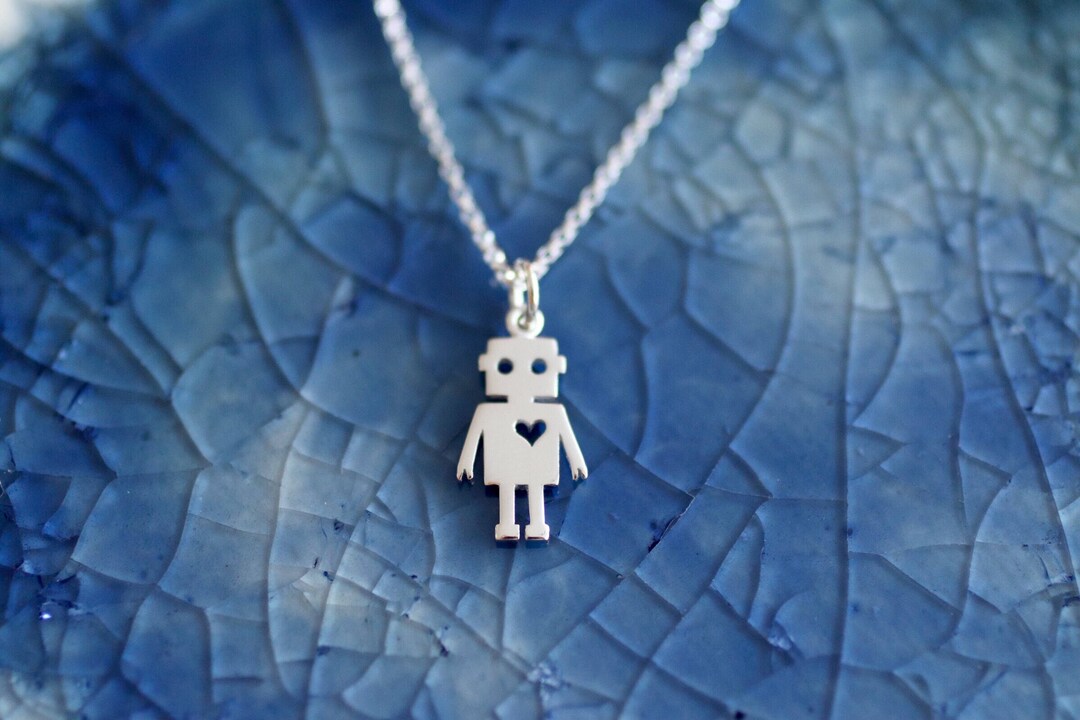 Robot Charm Necklace Robot Necklace Silver Robot Tech Charm Robot Love ...