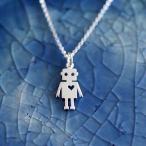 Robot Charm Necklace Robot Necklace Silver Robot Tech Charm Robot Love ...