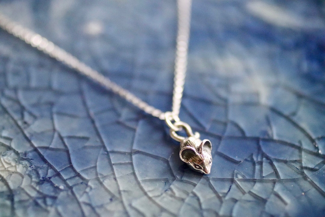 Mouse Charm Necklace Mouse Jewelry Little Mouse Animal Charms Sterling ...
