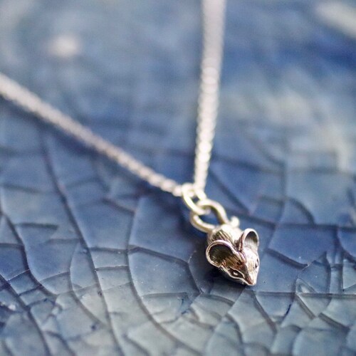 Tiny Mouse Charm Necklace Sterling Silver - Etsy