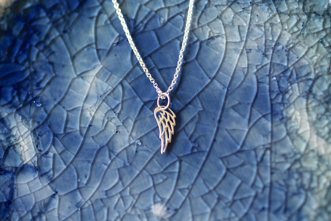 Wing Charm Necklace Sterling Silver Angel Wing Wing Charm Silver Wing ...