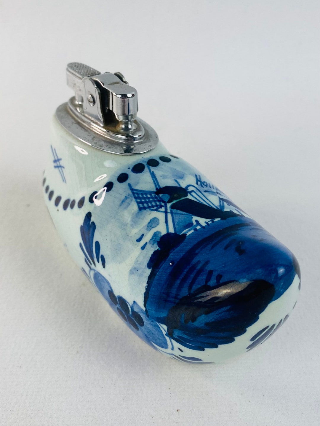 1965 Delft Porcelain Clog Cigarette Lighter Blue White W/S Holland ...