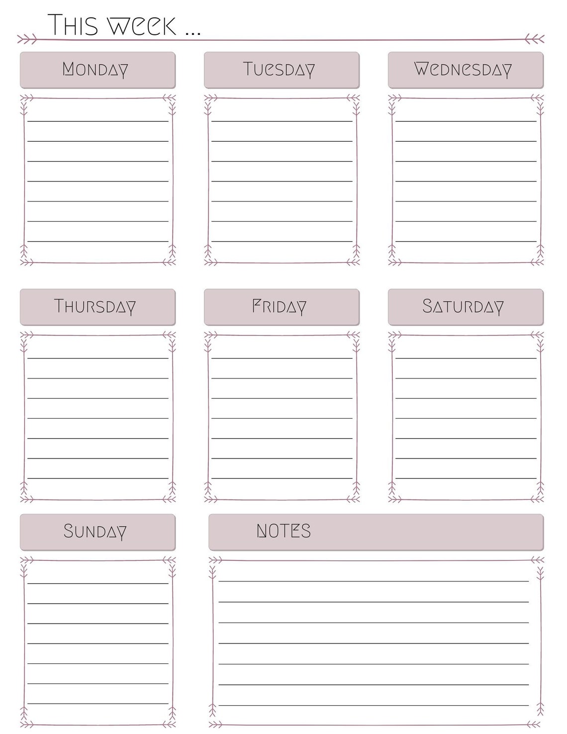 Weekly Planner Insert Planner Printable Weekly Planner - Etsy España