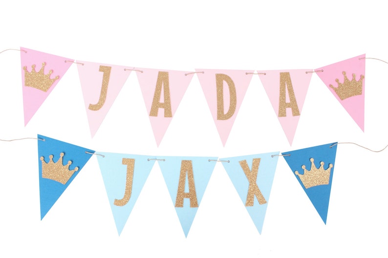 Blue Gold Prince Crown Birthday Banner - Gold Crown Banner - Gold Crown ...