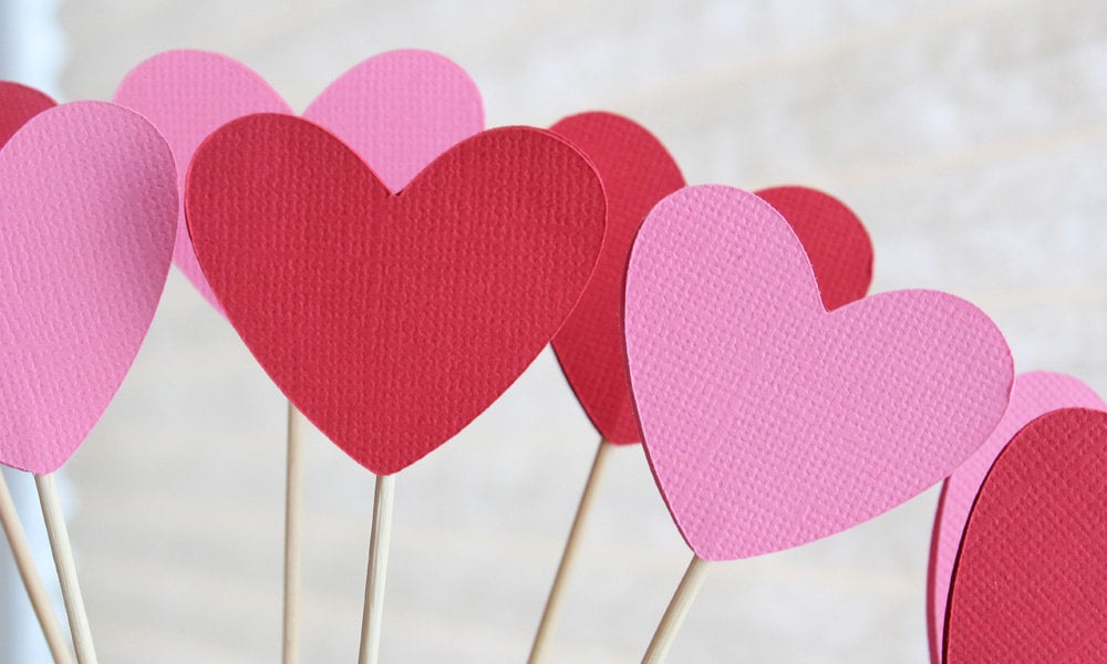 Valentine's Day Pink and Red Heart Cupcake Toppers - Etsy