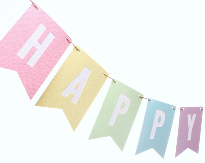 Pastel Rainbow Birthday Banner Pastel Flag Birthday Banner Rainbow ...