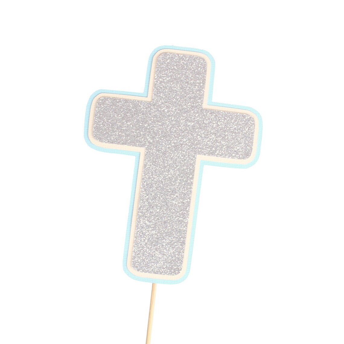 Cross Cake Topper - Ivory Blue Silver Cross Cake Topper - Baptism Cake ...
