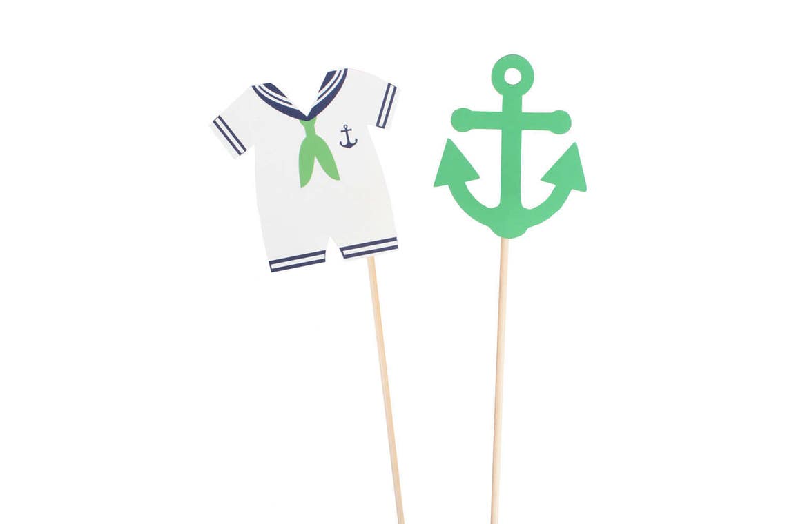 Nautical Baby Cupcake Toppers Sailor Suit Cupcake Toppers | Etsy