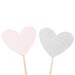 Pink and Silver Heart Cupcake Toppers / Food Picks / Wedding ...