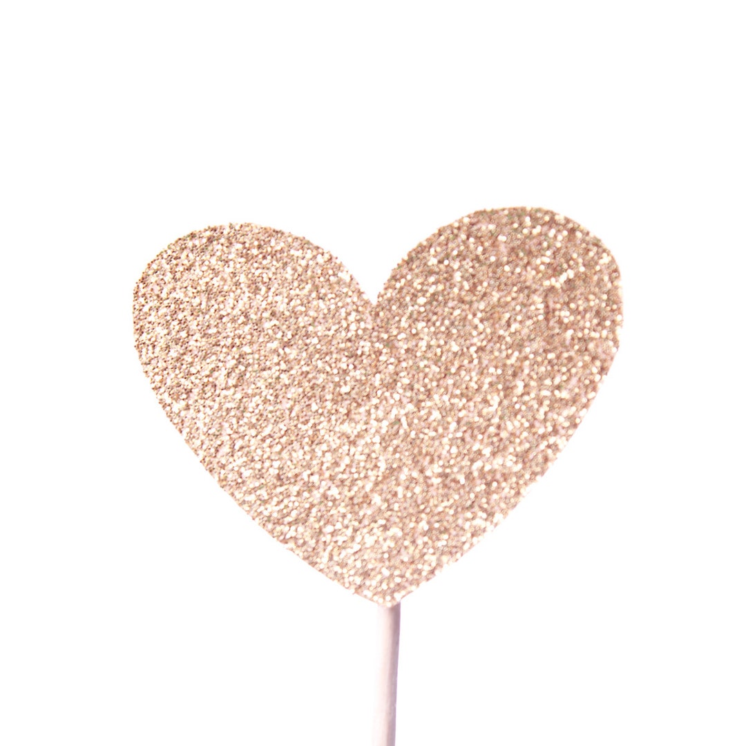 Gold Heart Cupcake Toppers / Valentine's Day Cupcake Toppers / Golden ...