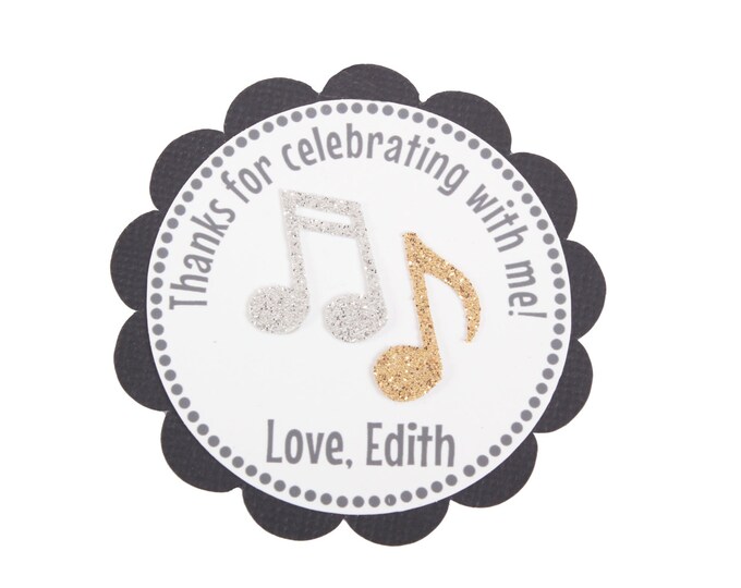 Custom Music Note Party Favor Thank You Tag, Music Birthday Party ...