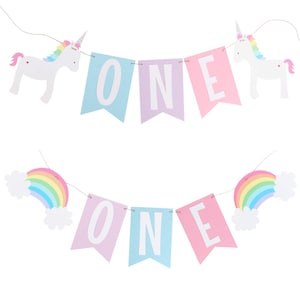 Pastel Rainbow Unicorn Birthday Banner - Pastel Rainbow Birthday Banner ...