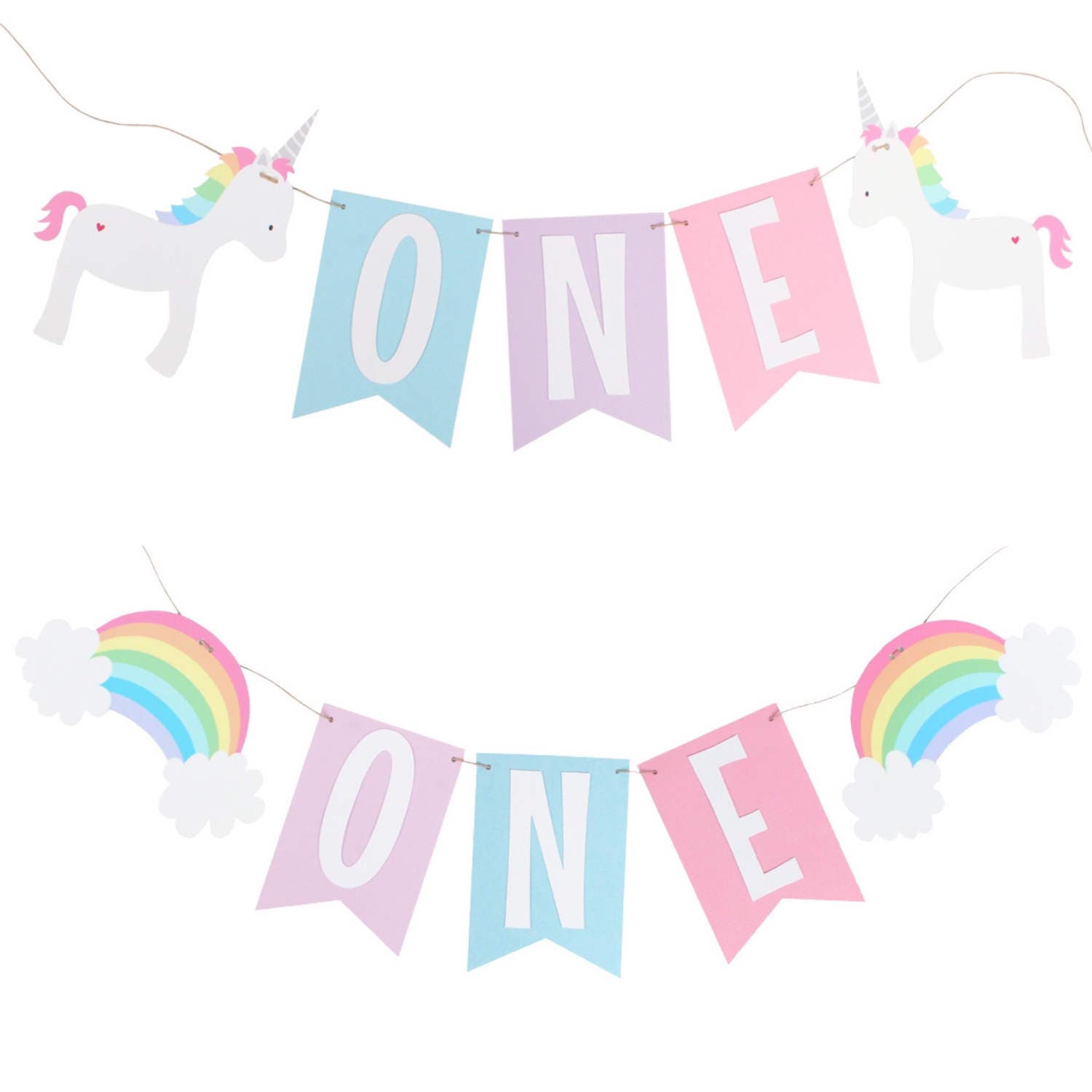 Pastel Rainbow Unicorn Birthday Banner Pastel Rainbow | Etsy